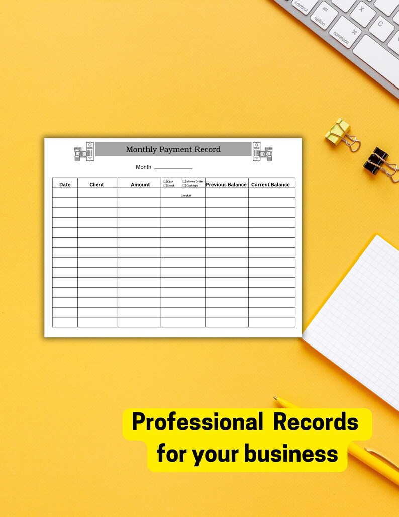 Monthly Payment Tracker,small Business Client Record, Income Log ...