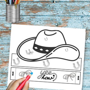 Printable Cowboy/cowgirl Hat Paper Crown: Kids Coloring Craft (PDF ...