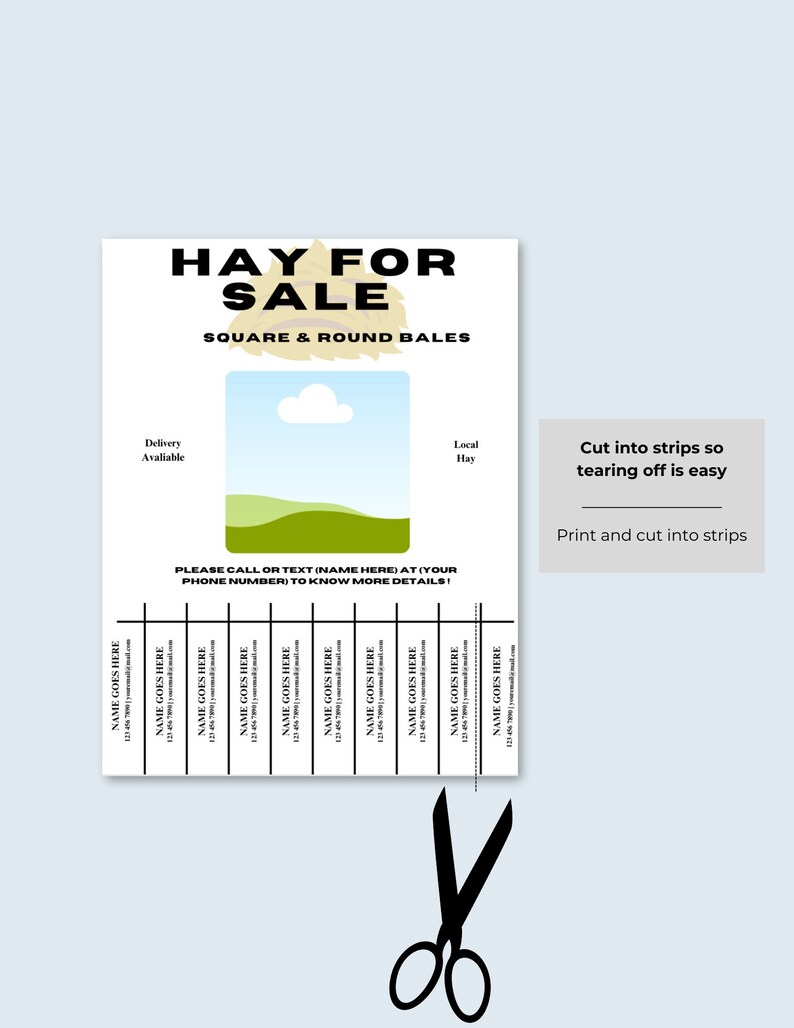 Hay for Sale Advertising Flyer Poster PDF, Tear Away Advertisement for ...