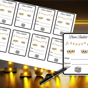 Prom King & Queen Voting Ballots: Printable Voting Cards (PDF), Prom ...