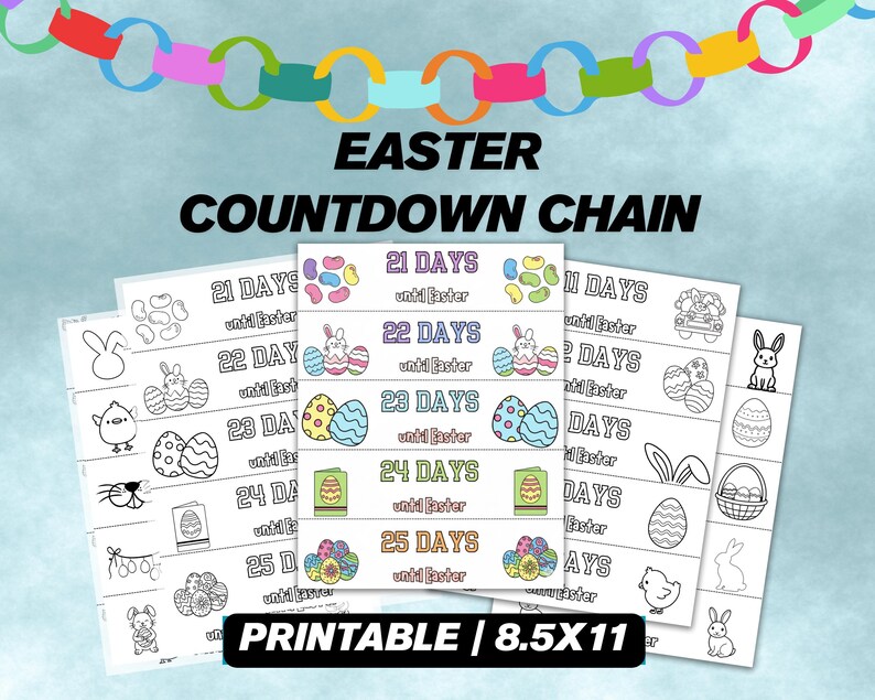 Easter Countdown Chain Coloring Page, Kids Activity, Easter Countdown ...