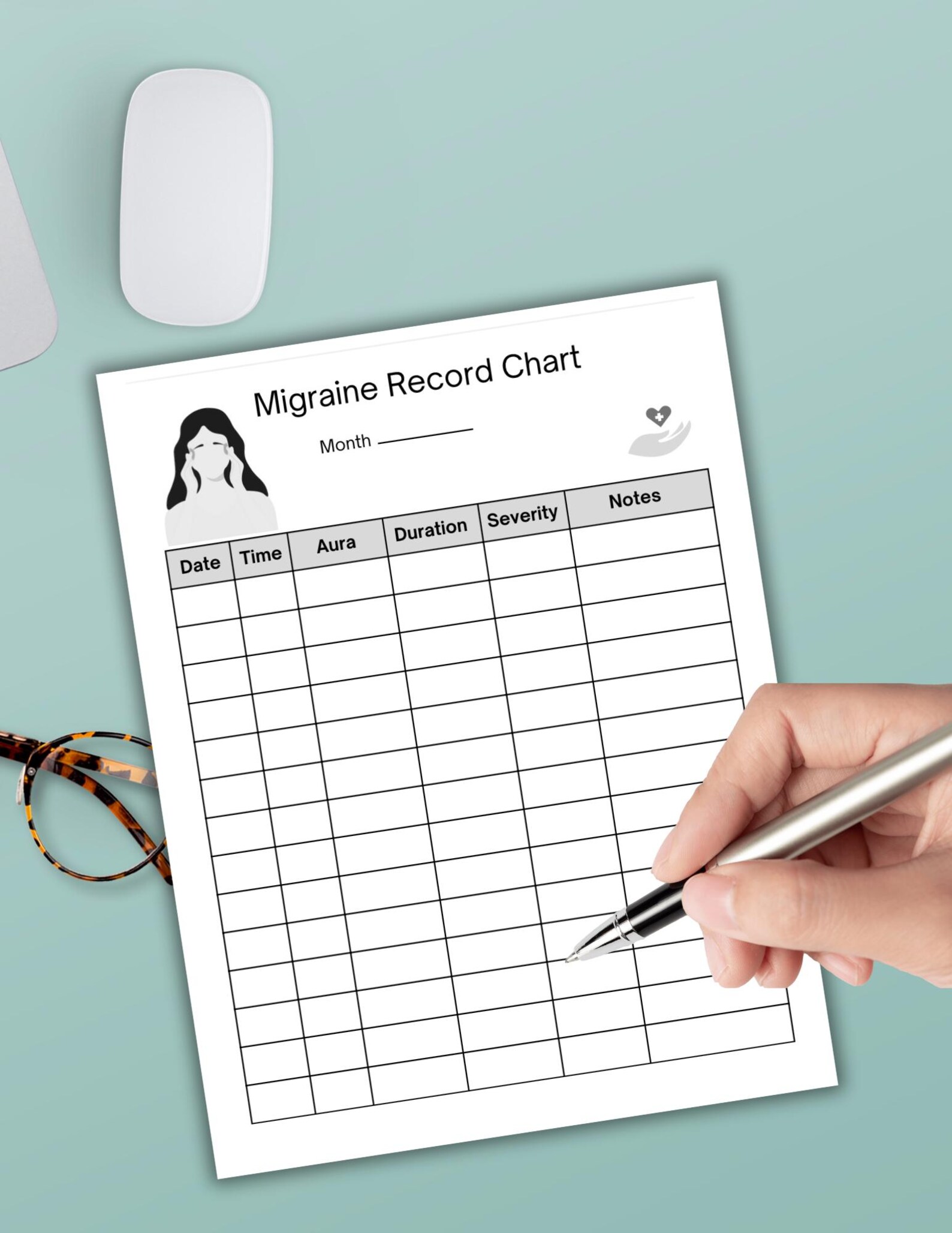 Migraine Tracker, Printable Log and Record of Migraines, Medical ...