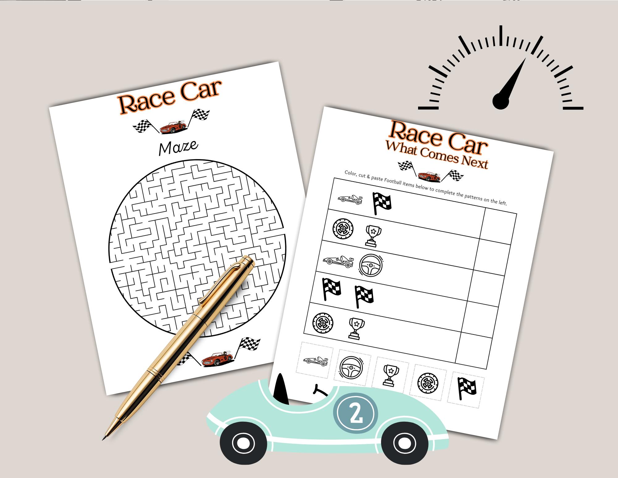 Kids Race Car Games, Kid's Race Car Printable,race Party Games, Race ...