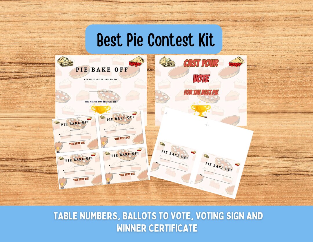 Pie Bake-off Competition Kit: Printable Award Certificate & Ballots ...