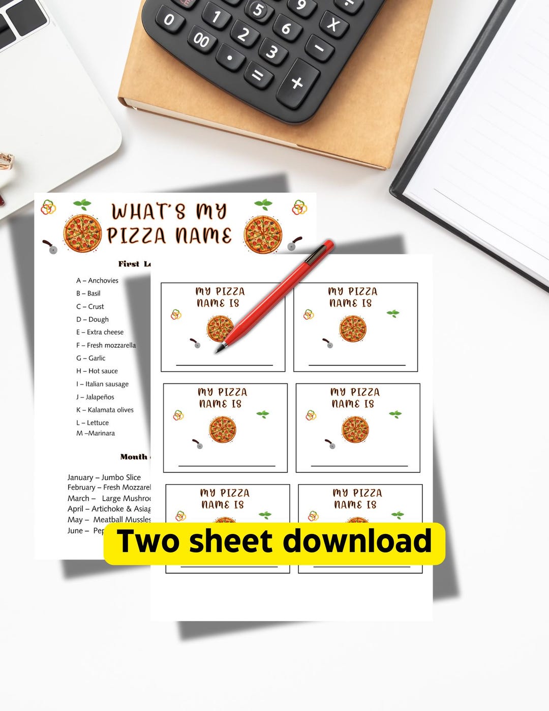 What is Your Pizza Name, Pizza Themed Name Game, Pizza Party Game,pizza ...