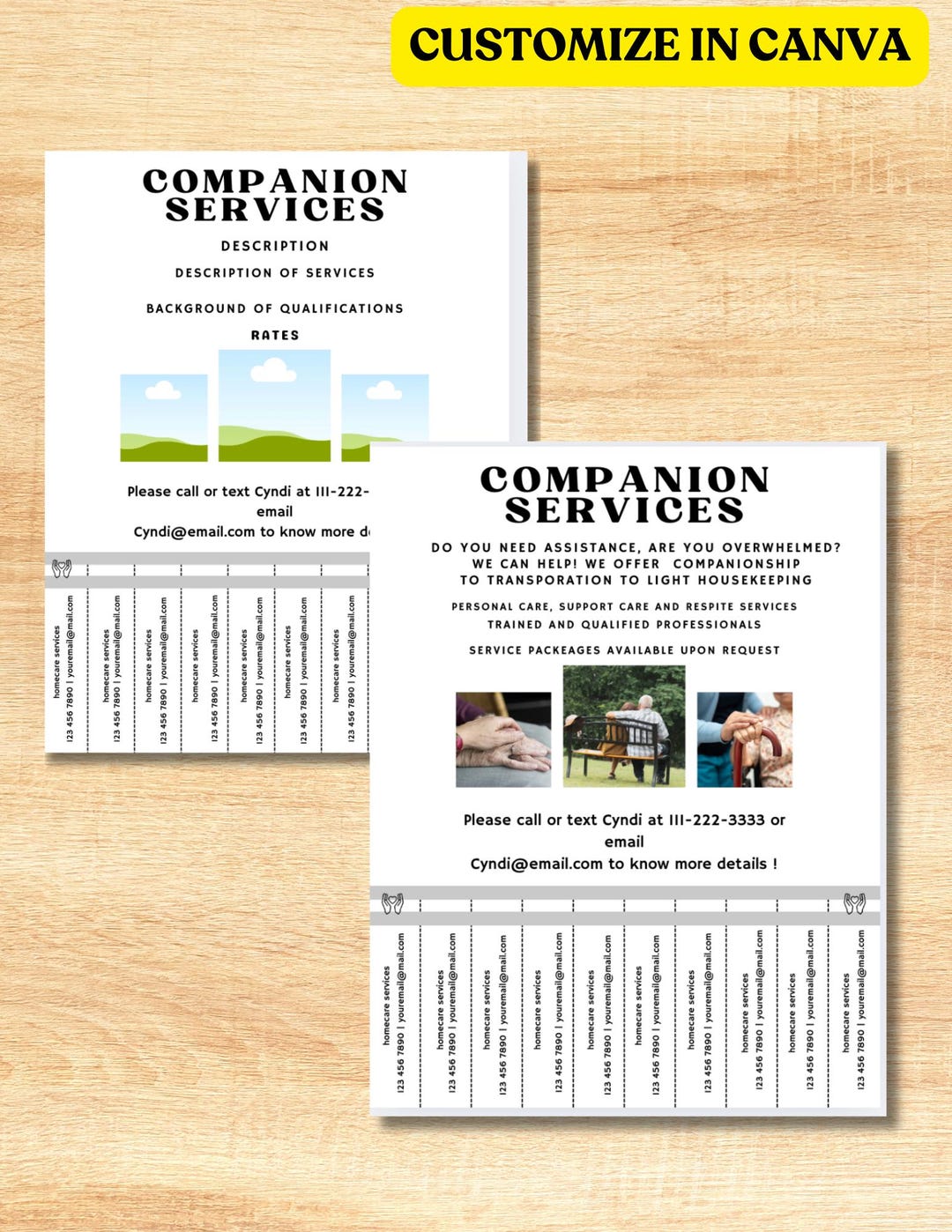 Printable Companion Care Advertisement Poster/tear Away Flyer, Care ...