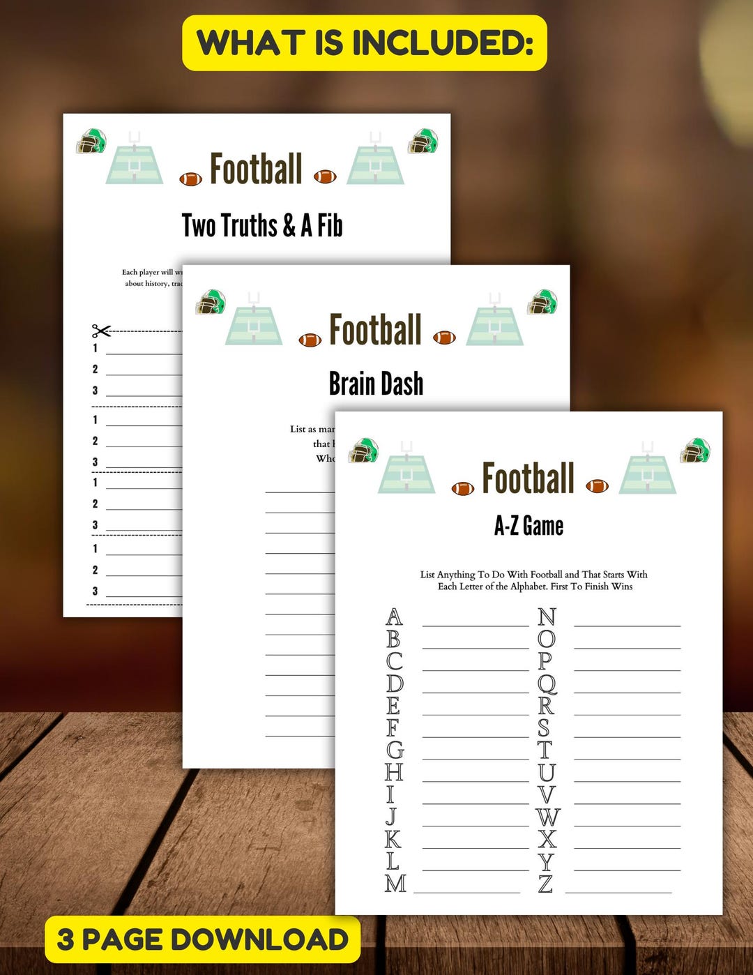 Football Party Games,printable Game Day Activities, Football Party ...