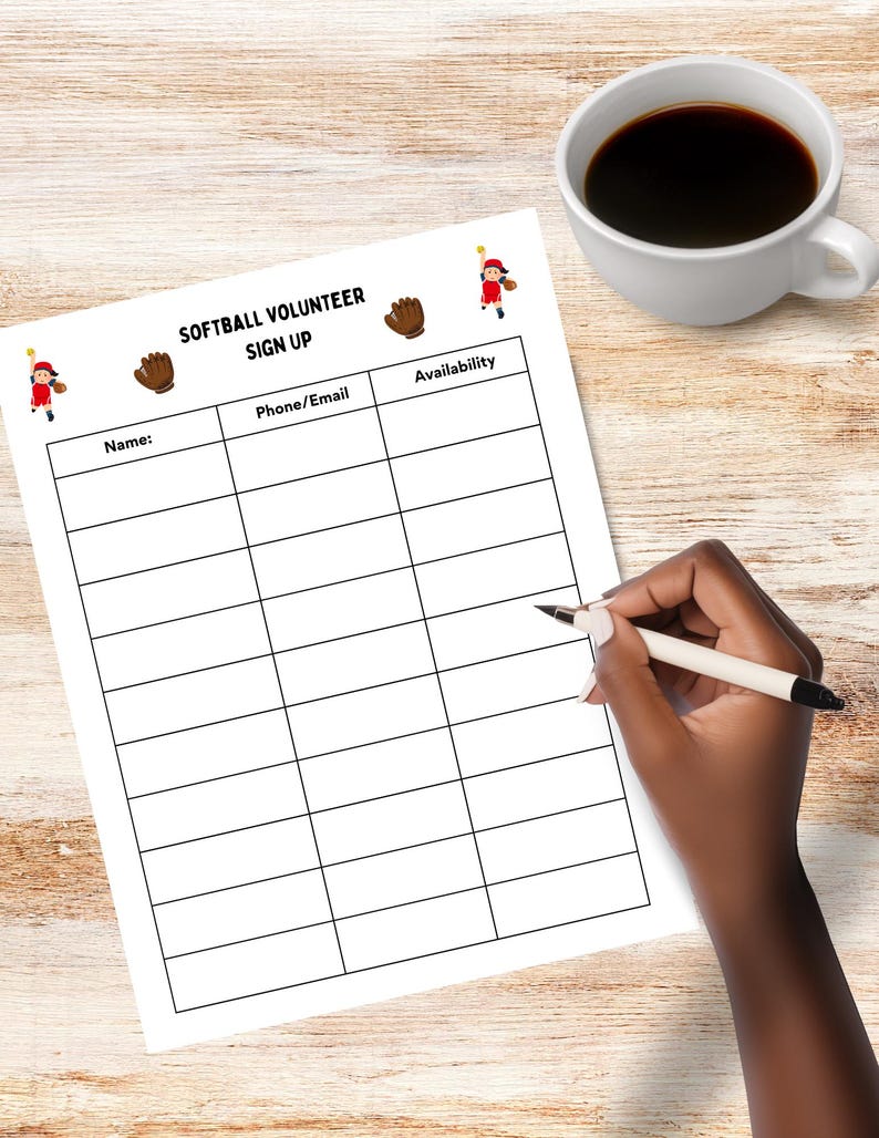 Softball Volunteer Sign-up Sheet: Printable Baseball Team Schedule (PDF ...
