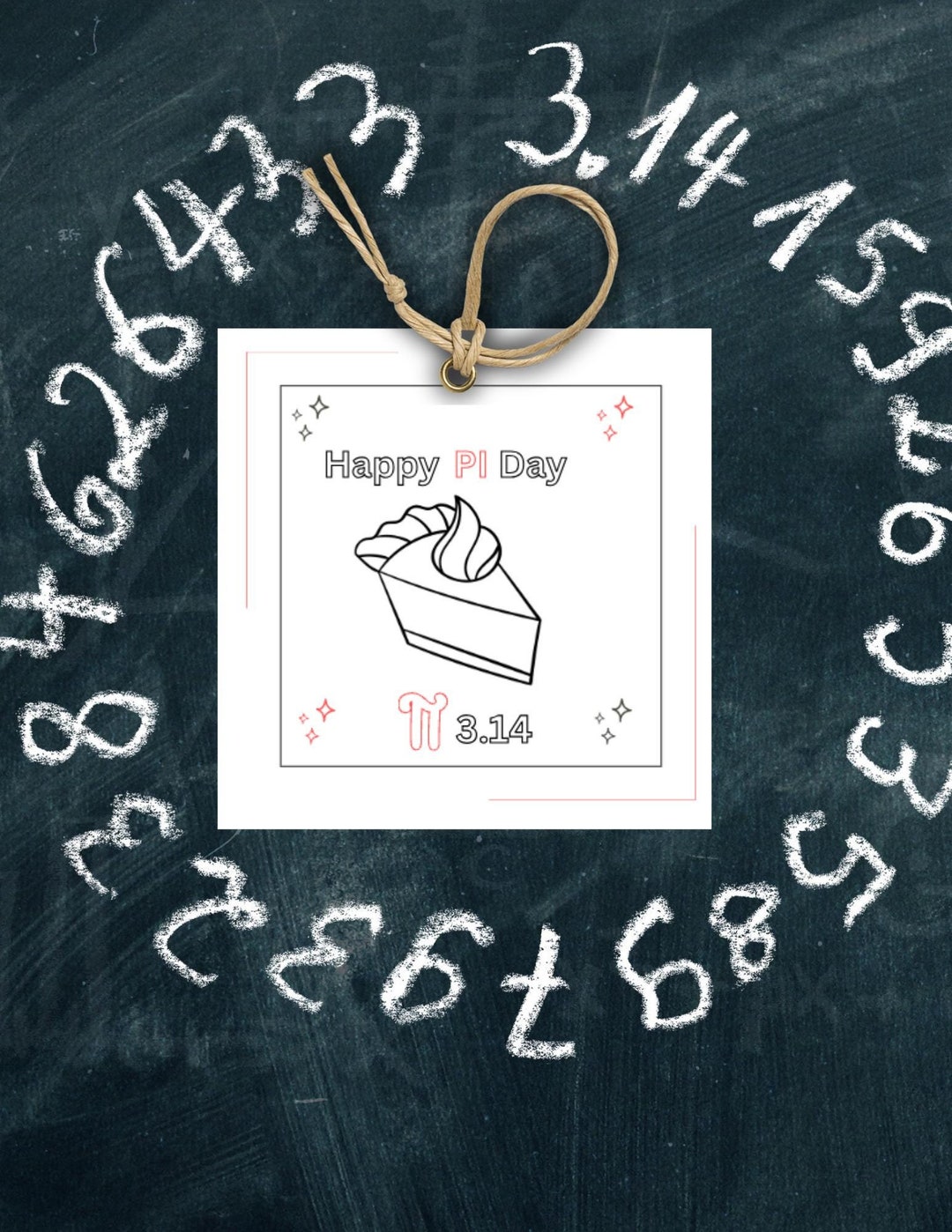 Happy Pi Day Cards,pi Coloring Tags, Classroom Pi Day Cards, Square ...