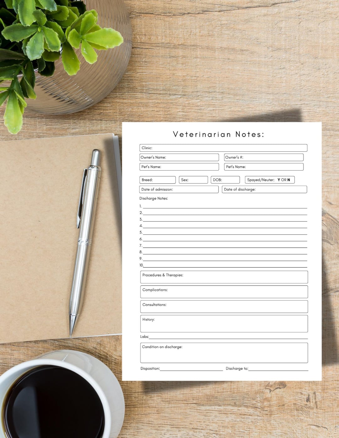 Printable Vet Visit Notes, Veterinary Visit Notes, Printable Pet Health ...
