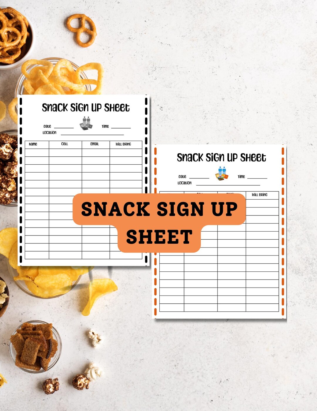 Printable Team Snack Sign-up Sheet,sports Food Schedule,printable ...