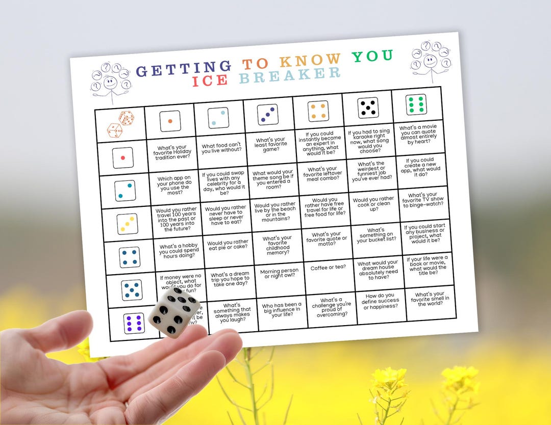 Dice Icebreaker Game, Roll and Tell Game, Team Building Game, Getting ...