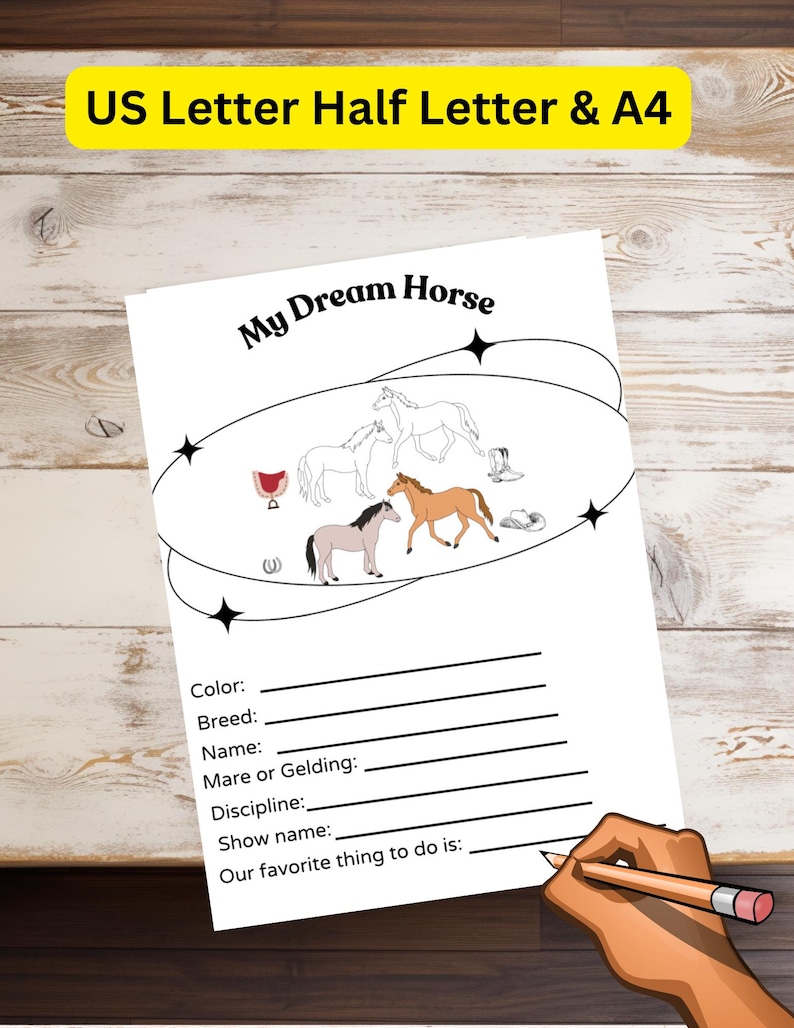 My Dream Horse Worksheet,printable Horse Theme Activity for Kids, Horse ...