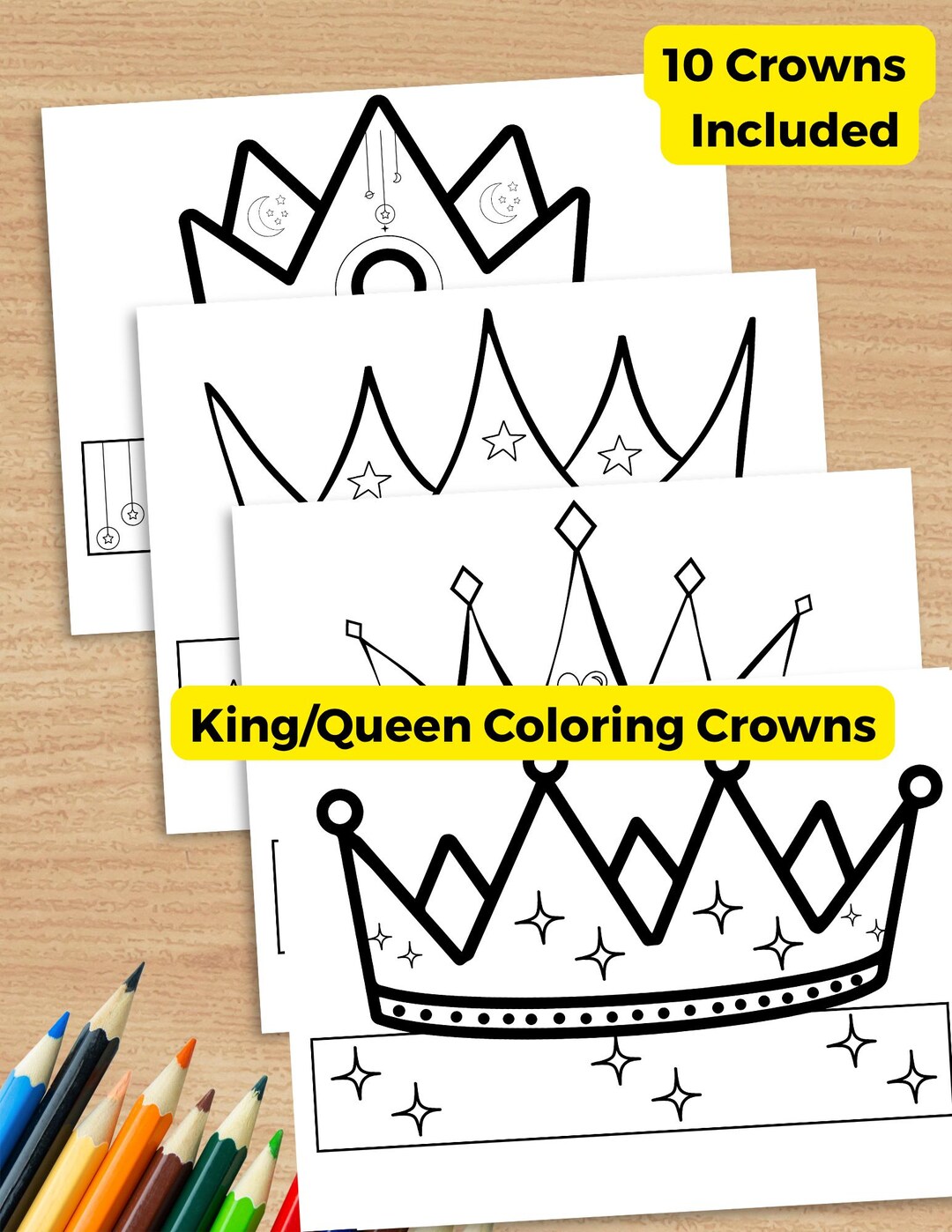 Paper Crown Craft, King Queen Hat Coloring, King/queen Crown Coloring ...