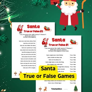 Santa Trivia,santa Facts and Falsehoods, Kids and Adult Version,party ...