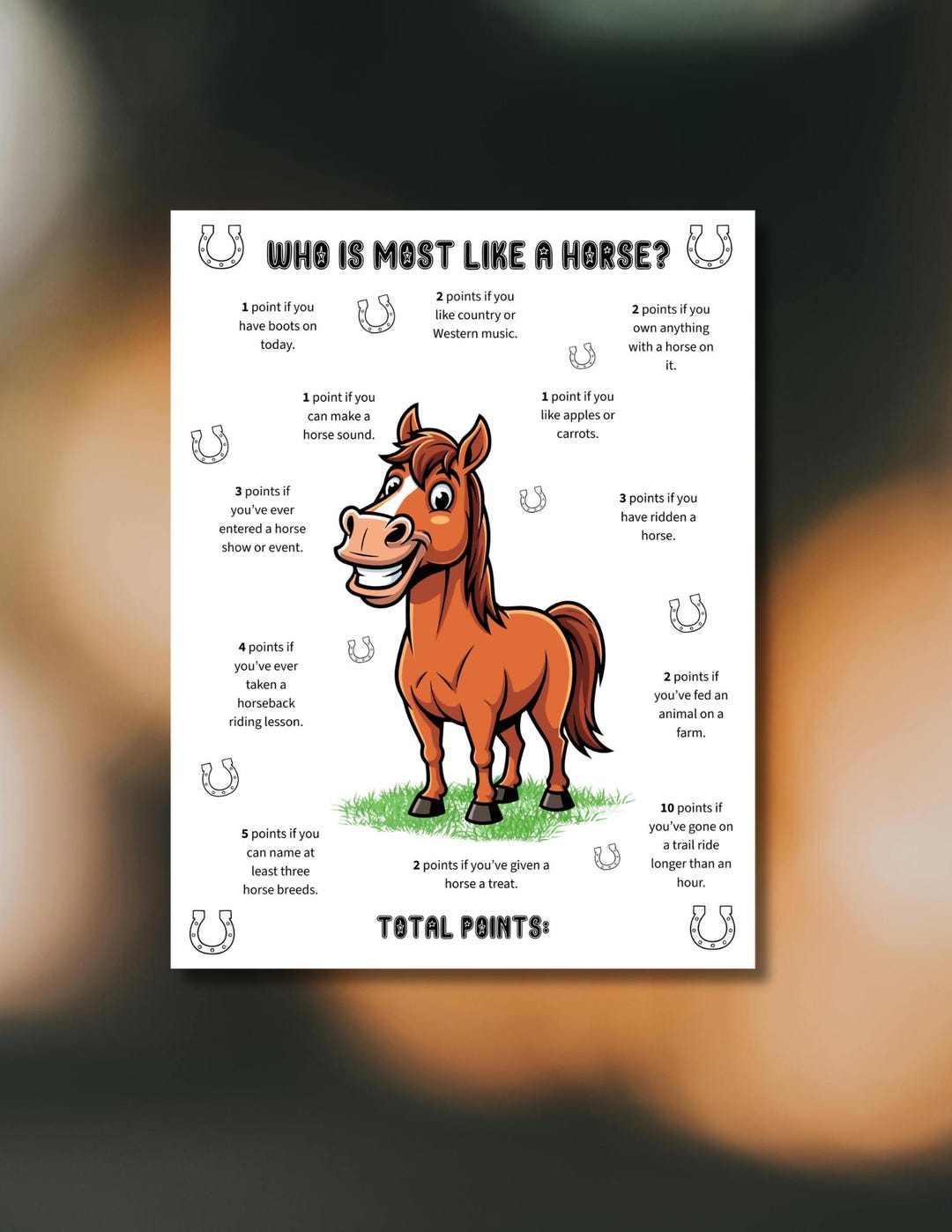 Who is Most Like a Horse? Horse Printable Game,horse Party Game, Horse ...