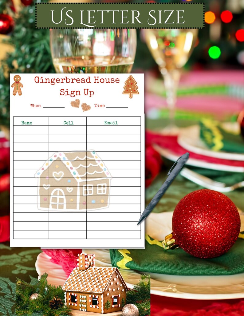 Gingerbread House Contest Sign-up Sheet,gingerbread Party Sign up Sheet ...