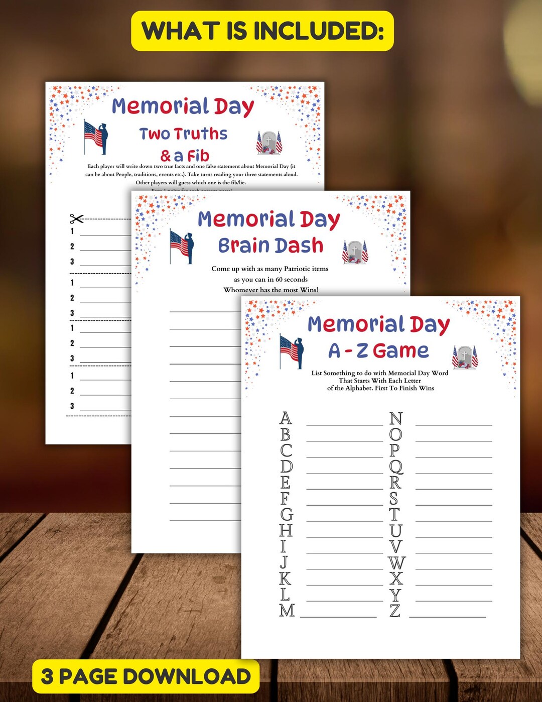 Memorial Day Party Game Bundle, Printable Memorial Day Activities ...