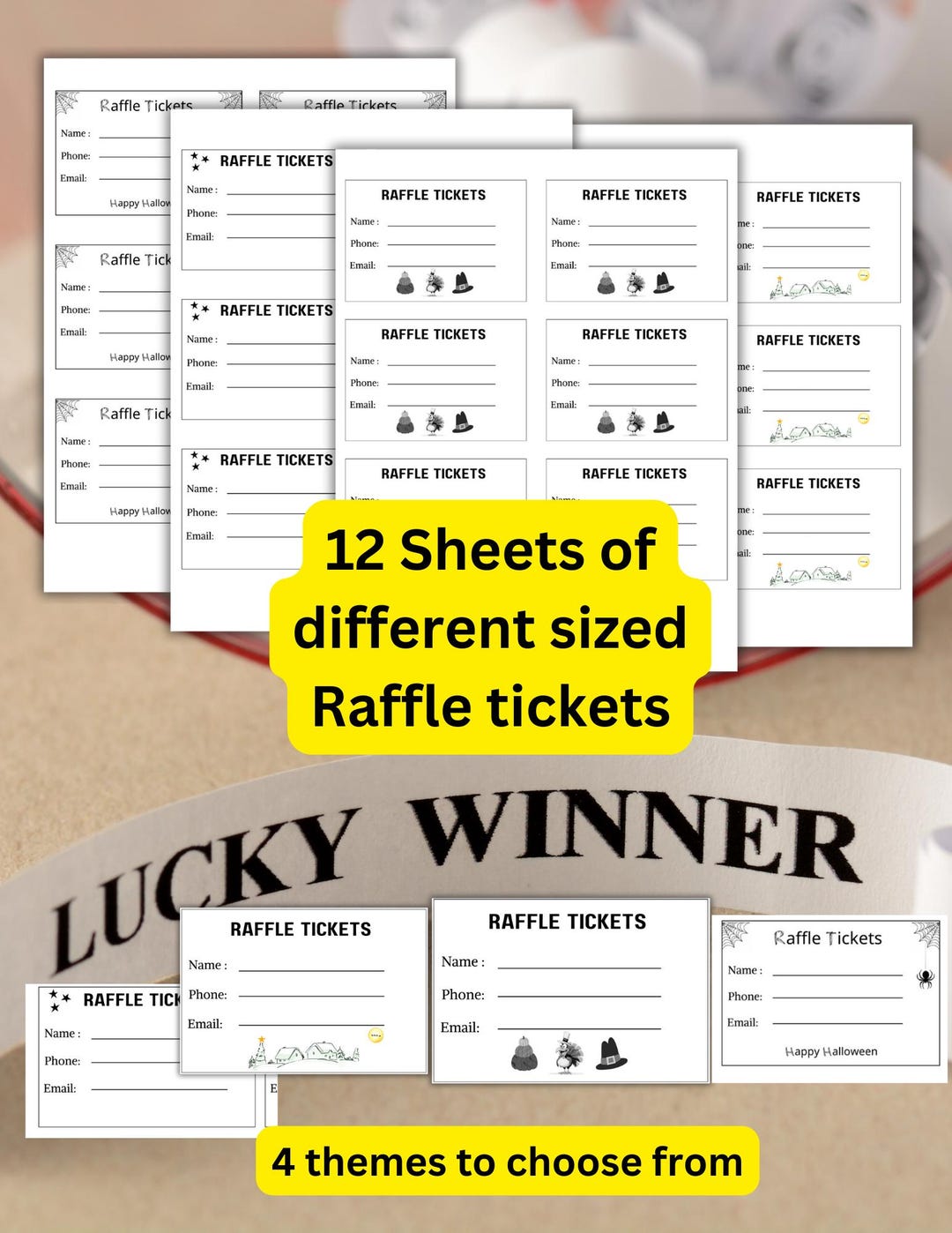 Printable Bundle of Raffles Tickets,3 Sizes,holiday Designs and Plain ...
