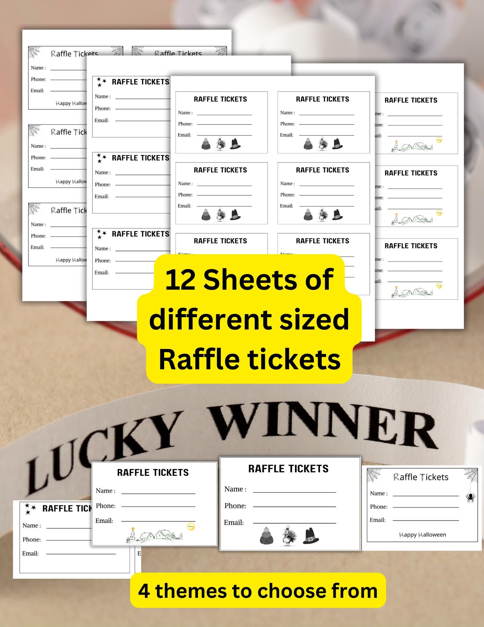 Printable Bundle of Raffles Tickets,3 Sizes,holiday Designs and Plain ...