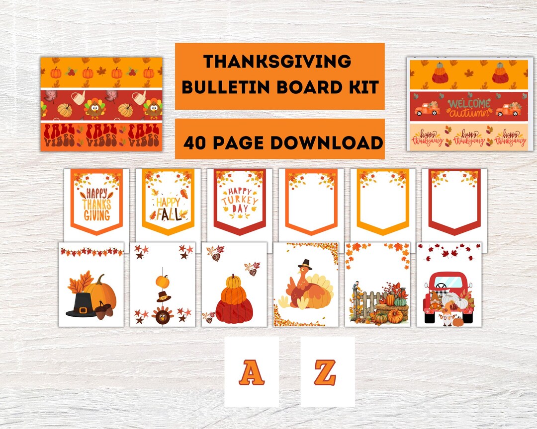 Fall/autumn Bulletin Board Kit: Printable Letters, Banners, Borders ...