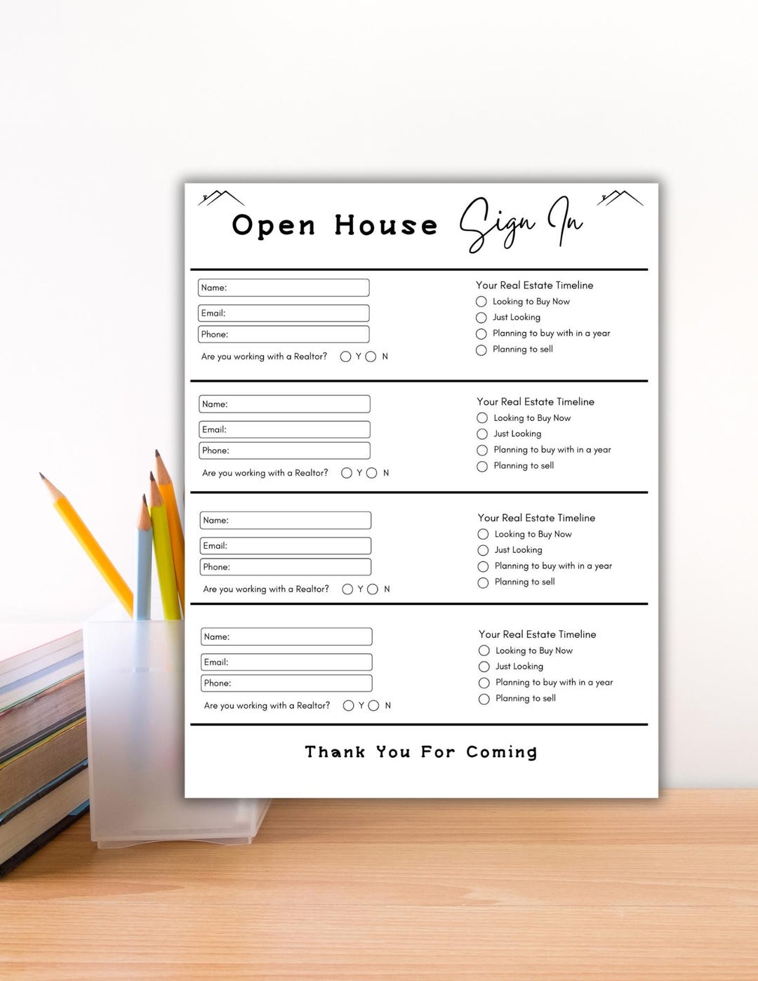 Open House Sign-in Sheet Template, Open House Lead Capture Form, Open ...
