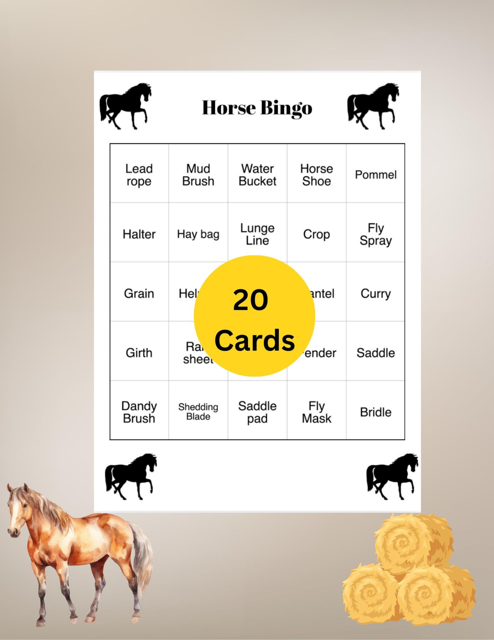 Pony Bingo Game Horse Birthday Party Activity (printable PDF), Horse ...