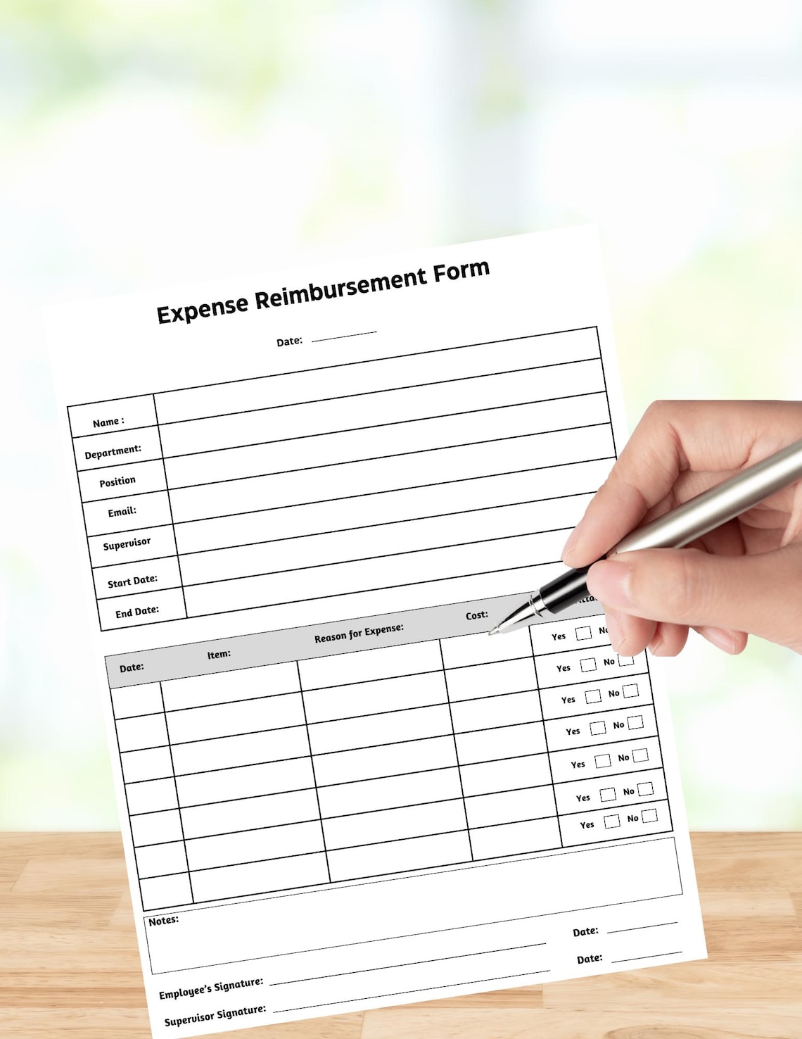 Fillable Reimbursement Form Template: Printable Expense Claim (PDF ...