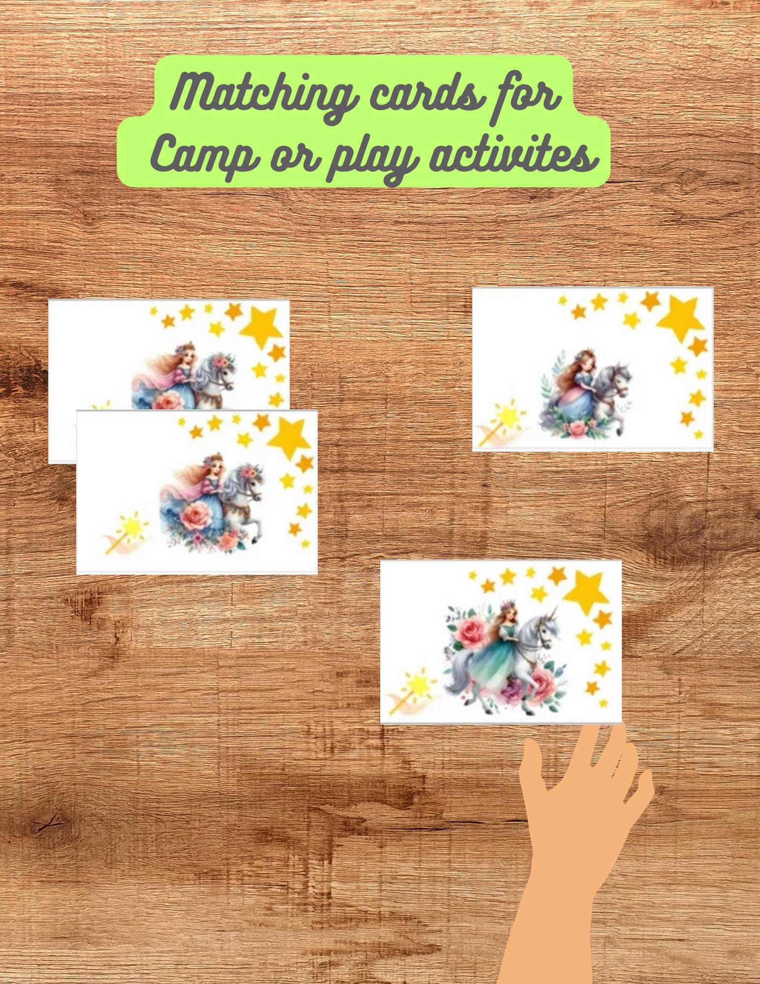 Princess Horse Matching Game,fairy Tale Memory Cards,princess Memory ...