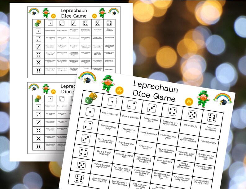 Leprechaun Dice Game, Printable Classroom Party Activity, Roll & Share ...