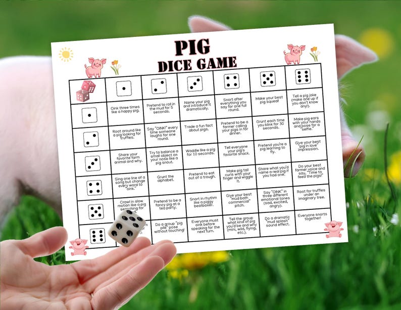Pig Dice Game, Pig Themed Party Game,funny Farm Party Game, Barnyard ...
