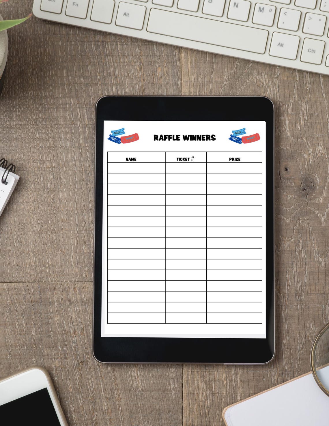 Raffle Ticket Tracker: Winner & Prize Log,ticket Tracker Printable ...