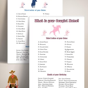 What is Your Cowboy/cowgirl Name Game Bundle, Cowboy/cowgirl Themed ...