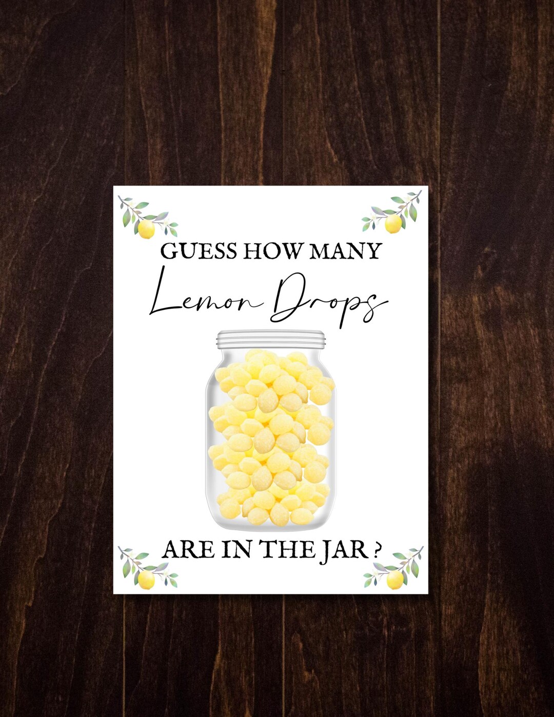 Guess How Many Lemon Drops Game, Lemon-themed Raffle Game, Printable ...