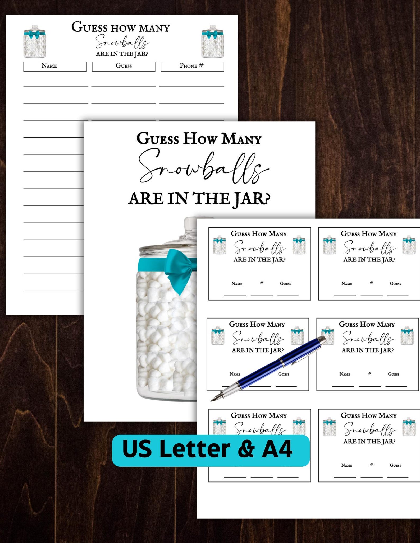 Guess How Many Snowballs Game, Winter Themed Raffle Game,printable ...