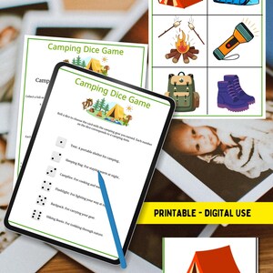 Camping Dice Game, Camping Gear Dice Game, Camping Themed Game ...