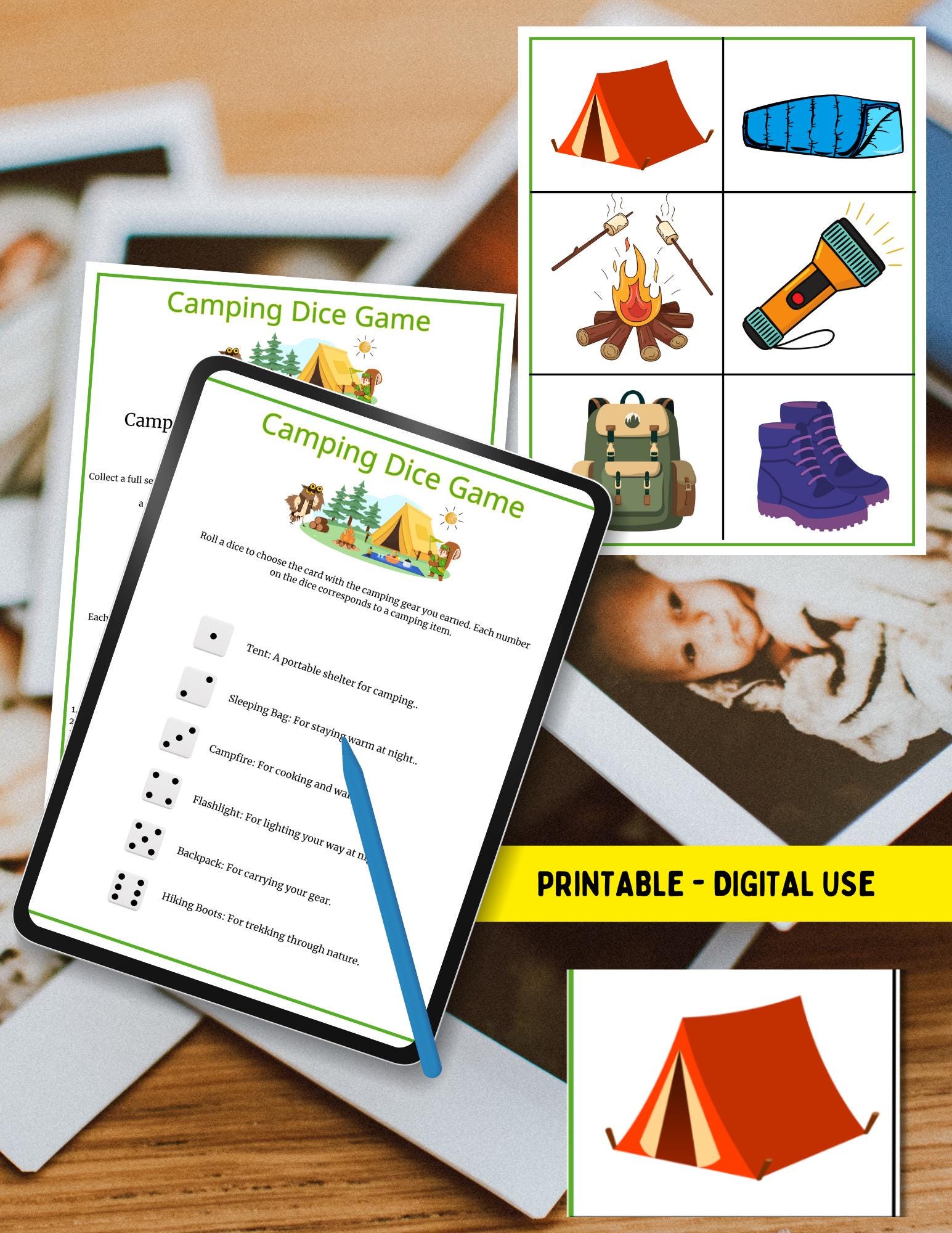 Camping Dice Game, Printable Family Summer Camp Activity,perfect for ...