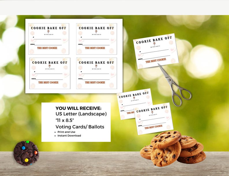 Cookie Bake off Ballot Cards, Best Cookie Ballot Voting Cards for ...