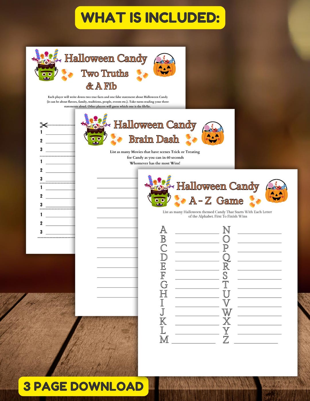 Halloween Candy Themed Game Pack,printable Party Games About Halloween ...