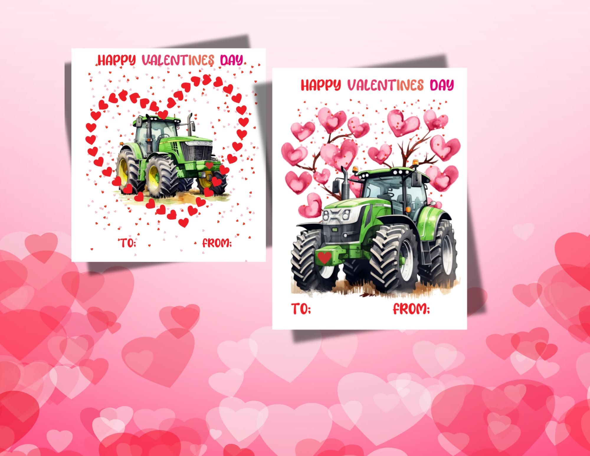 Tractor Themed Valentine's Day Cards, Tractor School Valentines,green ...