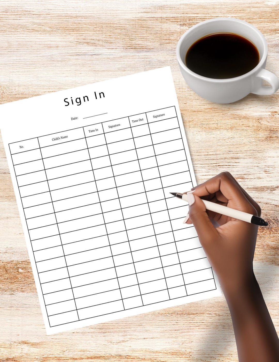 Printable Child Sign in Sign Out Sheet, Child Attendance Log, Student ...