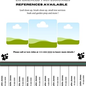 Fall Cleanup Tear Away Flyer Template, Editable, Self Customization ...