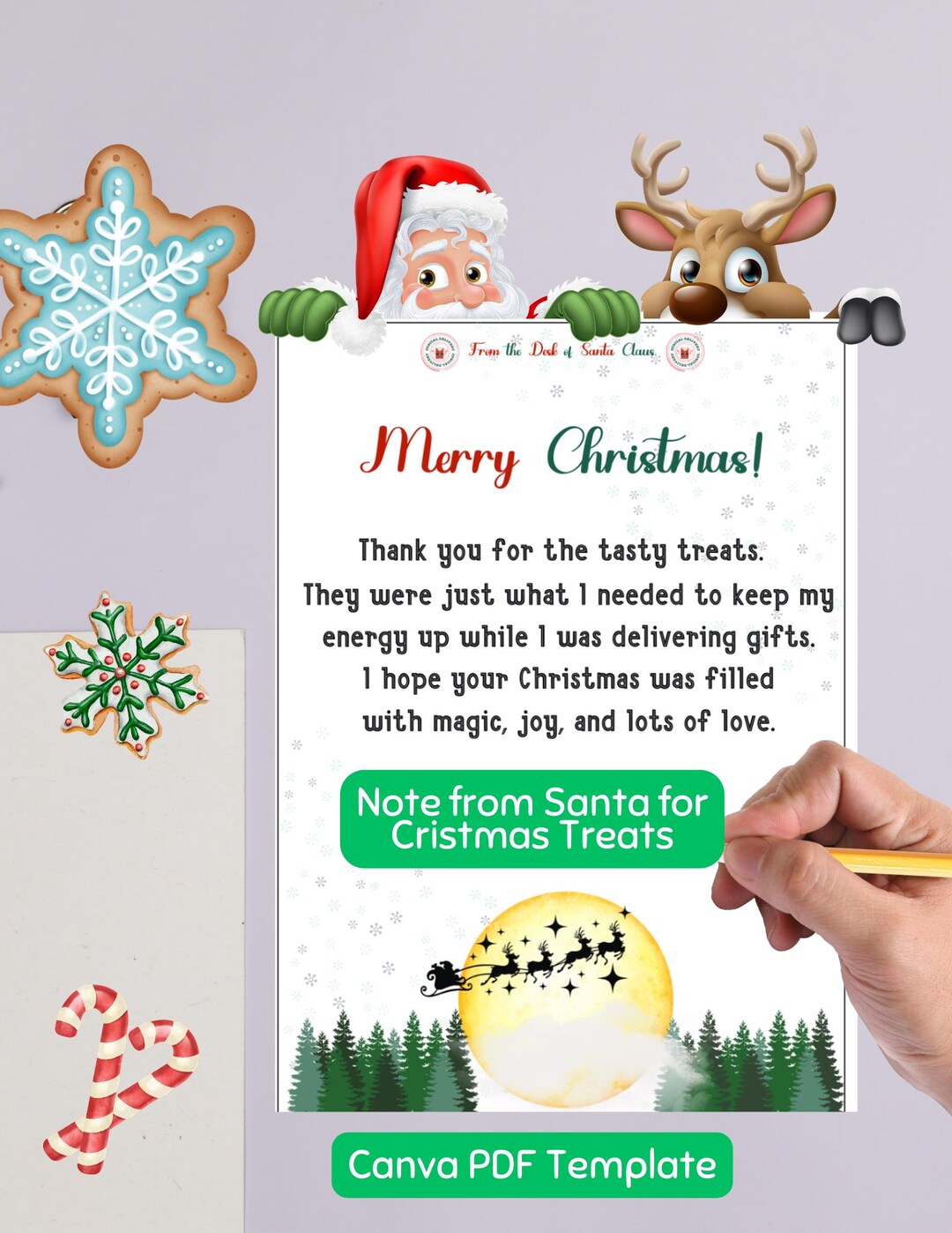 Christmas Santa Note: Milk & Cookies Thank You (PDF) - Etsy