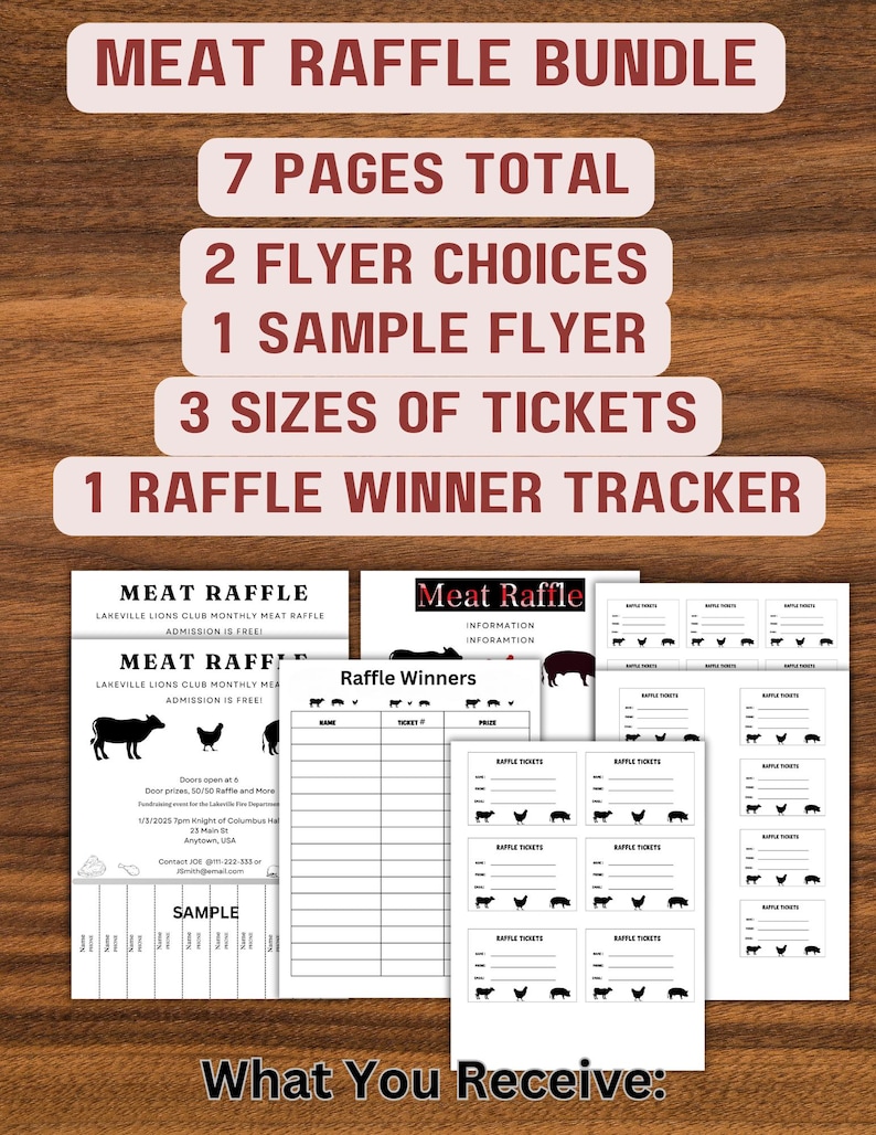 Meat Raffle Fundraiser Bundle:meat Raffle Fundraiser Kit,tickets, Flyer ...