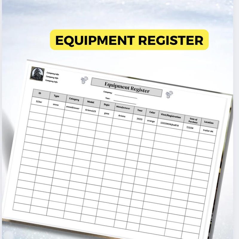 Pick up Log Sheet Template - Etsy