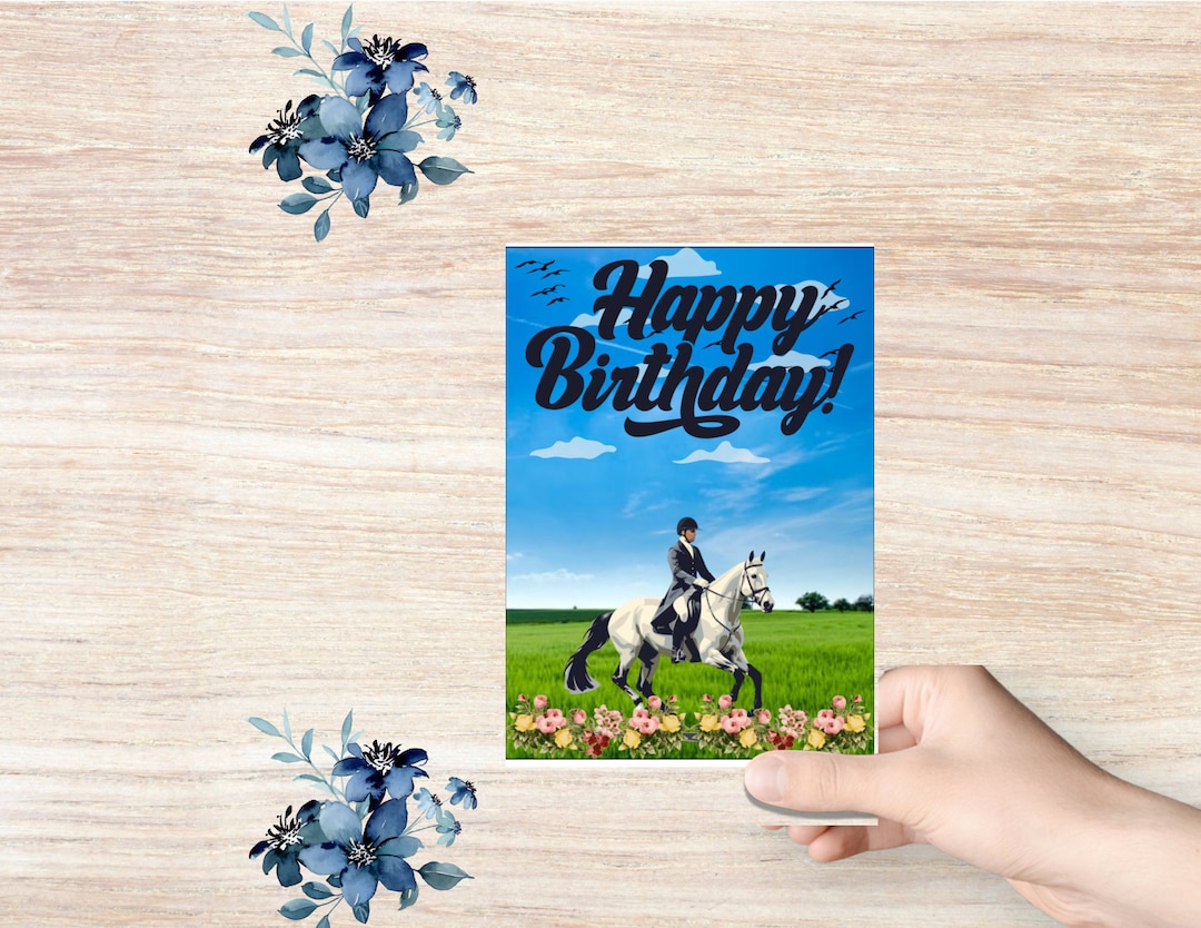 Equestrian Happy Birthday Card: Dressage Horse Themed, Horse Lovers ...