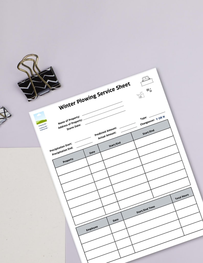 Commercial Snow Plowing Service Sheet: Snow Plowing Service Contract ...