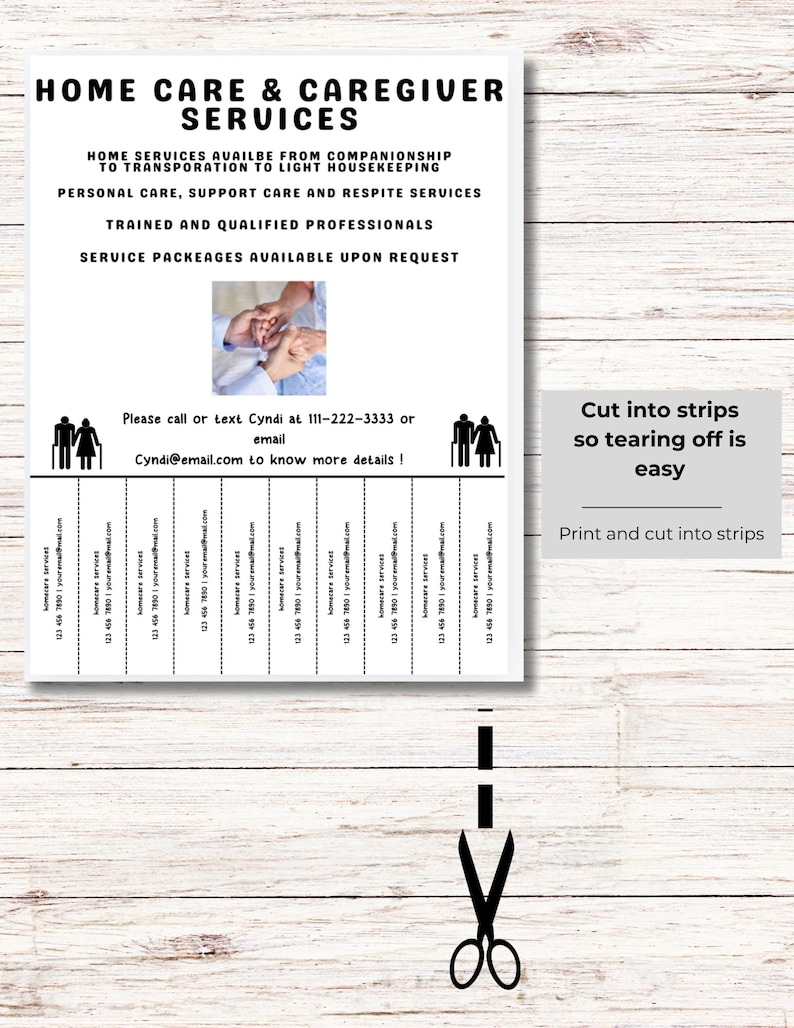 Printable Home Care Caregiver Advertisement Poster/tear Away Flyer for ...