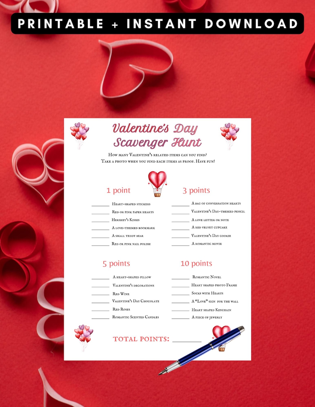 Valentine's Day Scavenger Hunt Game,valentines Treasure Hunt Clues ...