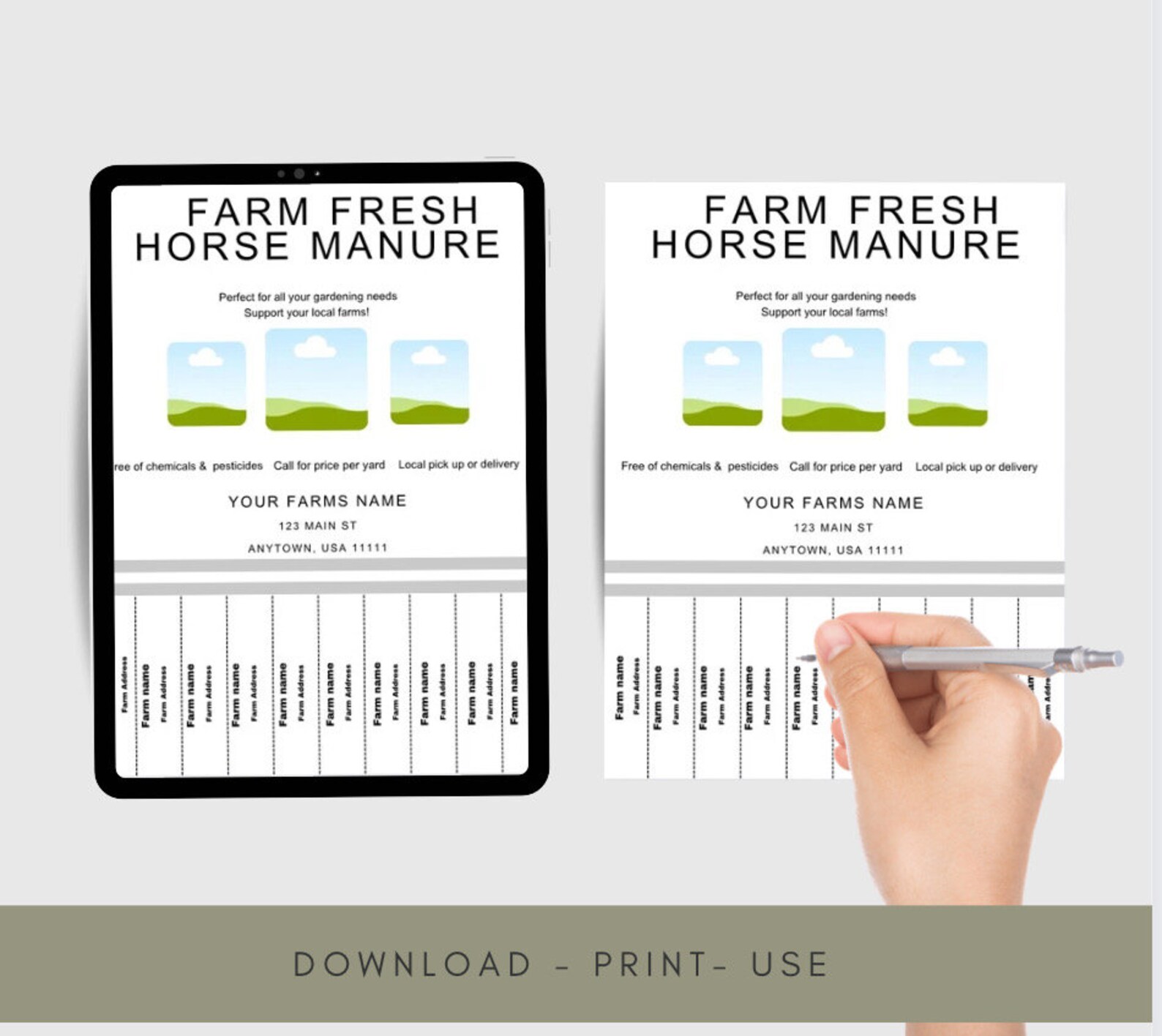 Horse Manure Advertising Poster, Tear Away Flyer Premium Horse Manure ...